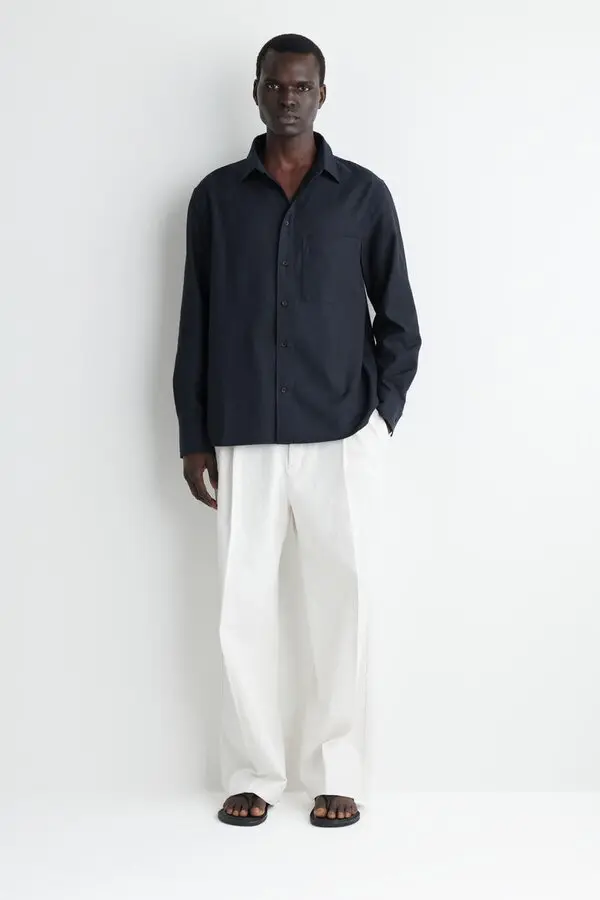 Cos Relaxed Twill Shirt - Navy