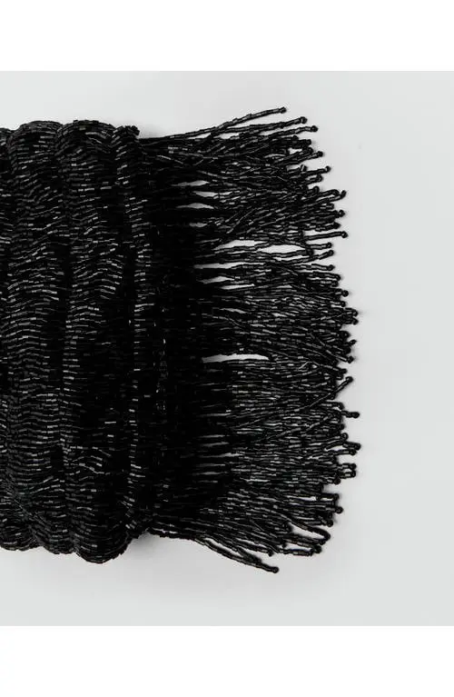 Mango Fringe Beaded Drawstring Bag