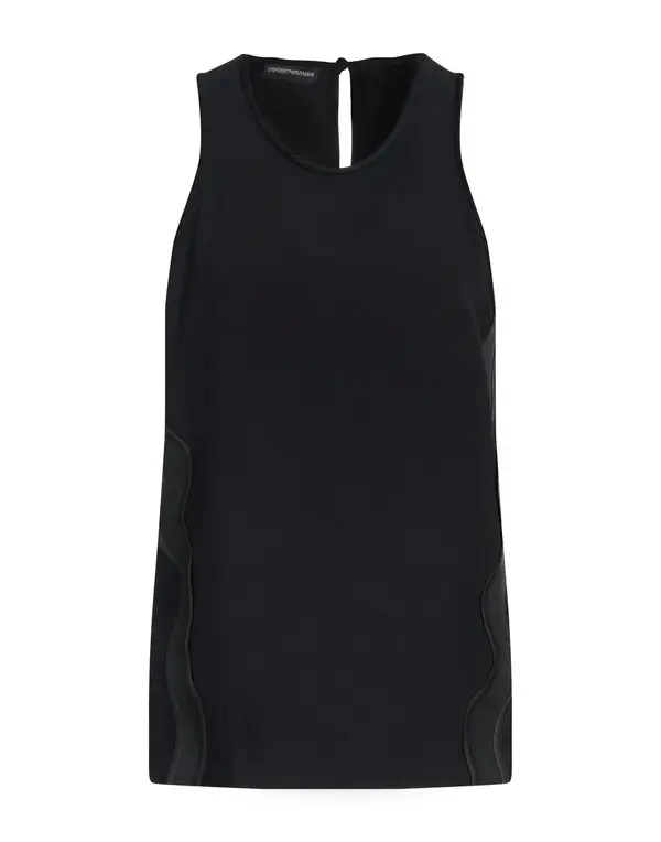Emporio Armani Cady Top With Appliqués - Black