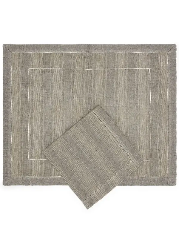 Brunello Cucinelli Placemat And Napkin Set - Grey