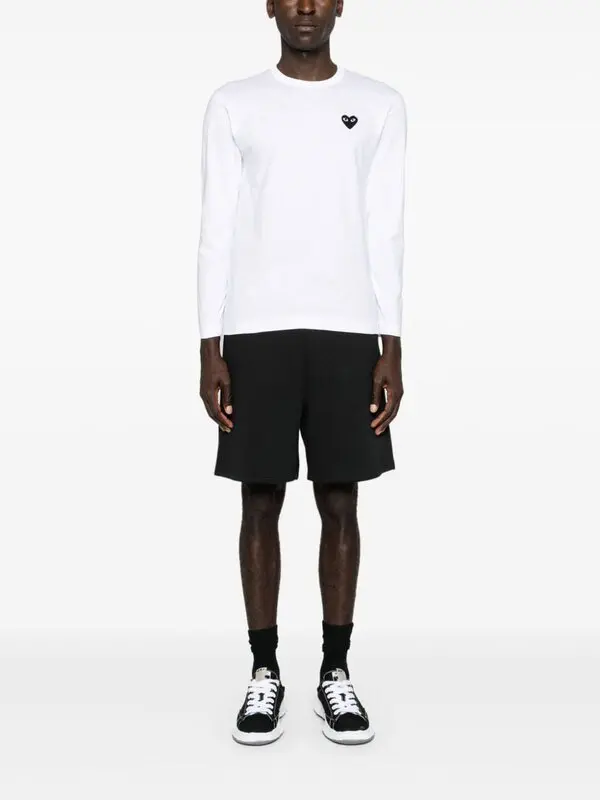Play Comme Des Garcon Heart Patch Long Sleeve T-shirt - White