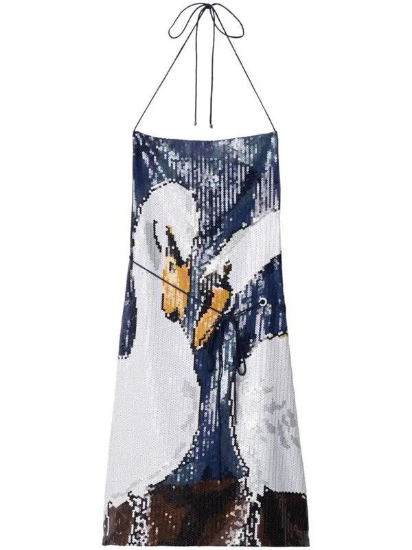 Burberry Swan-motif Sequin Midi Dress - Blue