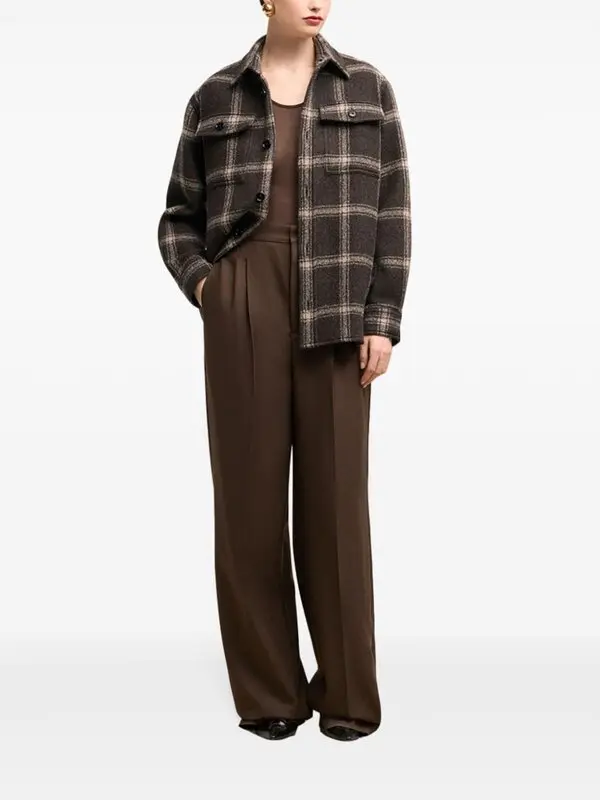 Ami Checked Wool-blend Shirt Jacket - Brown