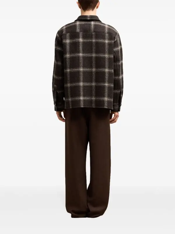 Ami Checked Wool-blend Shirt Jacket - Brown