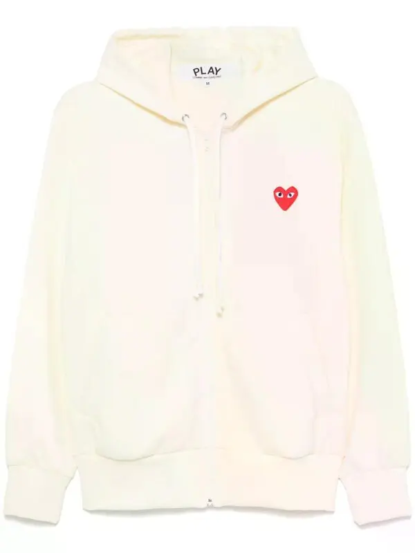 Play Comme Des Garcon Heart-appliqué Hoodie - Yellow