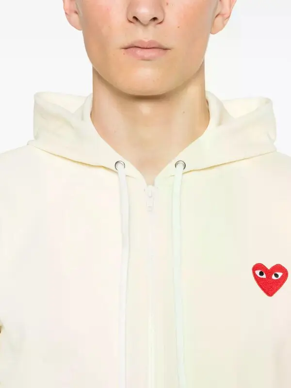 Play Comme Des Garcon Heart-appliqué Hoodie - Yellow