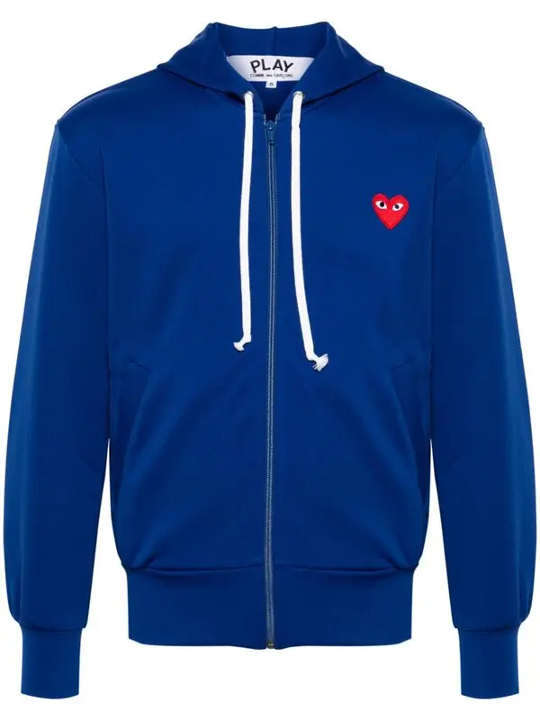 Play Comme Des Garcon Heart-appliqué Hoodie - Blue