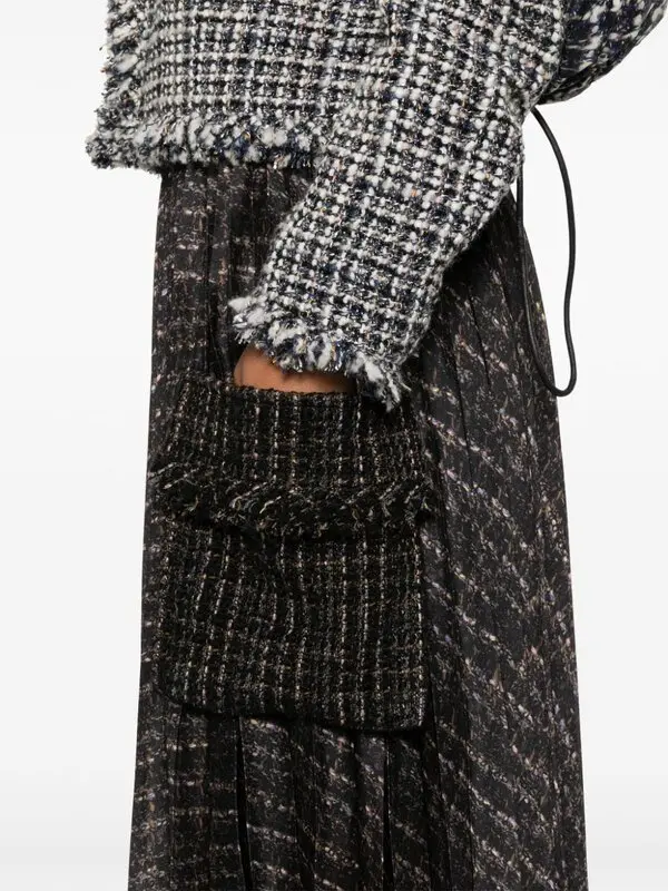 Sacai Abstract Pattern Pleated Skirt - Black