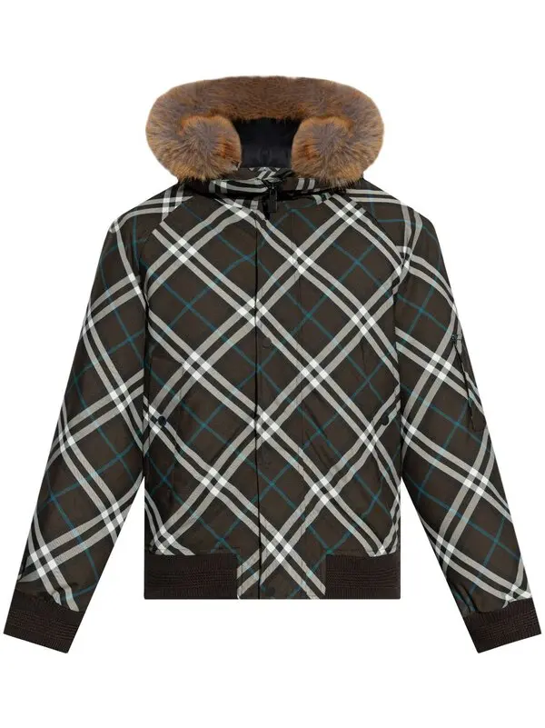 Burberry Checked Padded Jacket - Brown