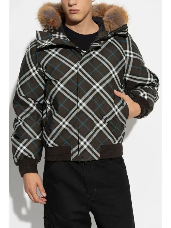 Burberry Checked Padded Jacket - Brown