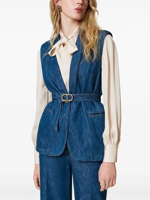 TWINSET Belted Denim Waistcoat