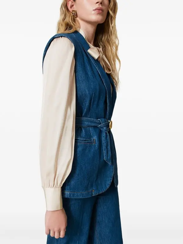 TWINSET Belted Denim Waistcoat