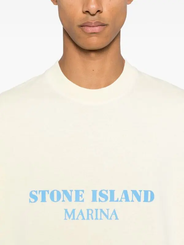 STONE MARINA Tシャツ クリーム STONE ISLAND MARINA T-shirt in cream