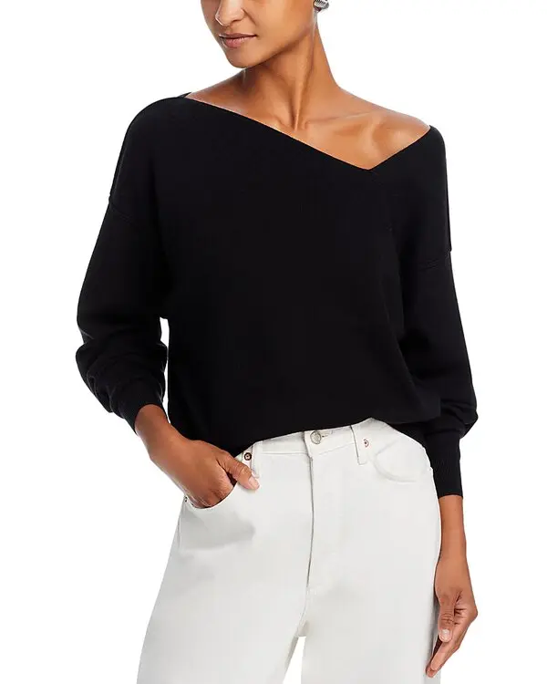 Line & Dot Geometric Neck Sweater - Black