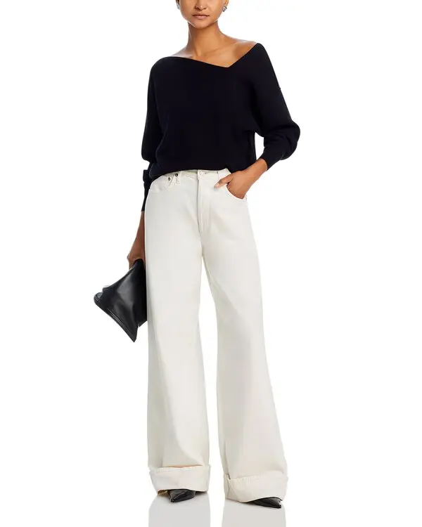 Line & Dot Geometric Neck Sweater - Black