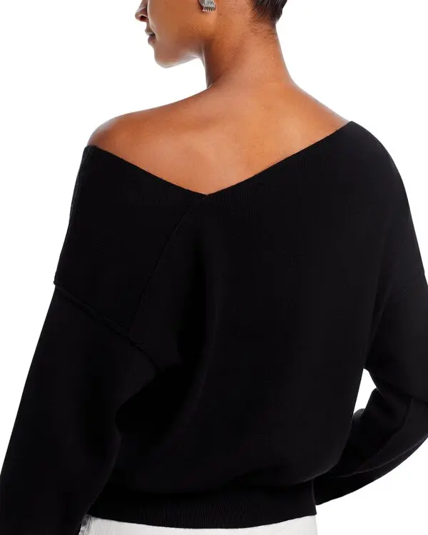 Line & Dot Geometric Neck Sweater - Black