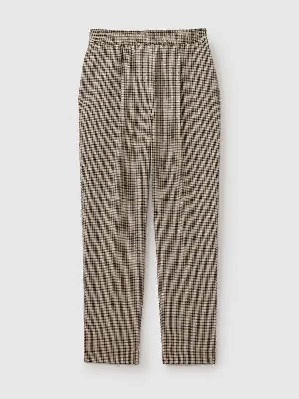 REISS Karina Check Tapered Trousers