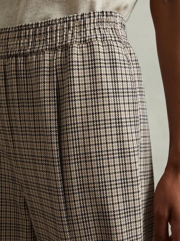 REISS Karina Check Tapered Trousers