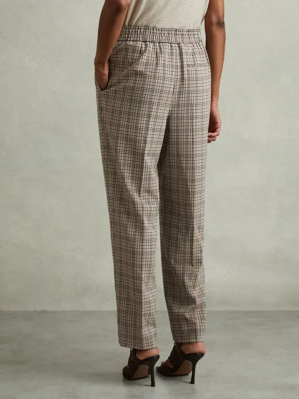 REISS Karina Check Tapered Trousers