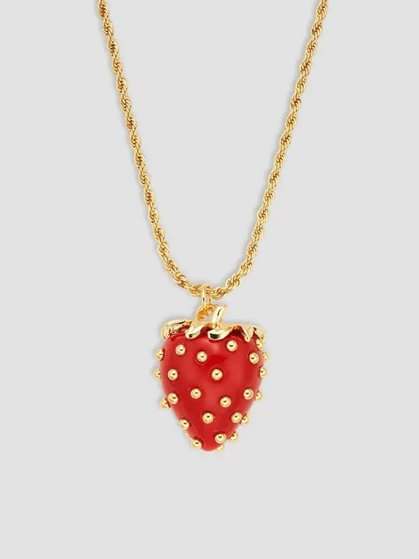 KENNETH JAY LANE Strawberry Goldtone Pendant Necklace - Gold
