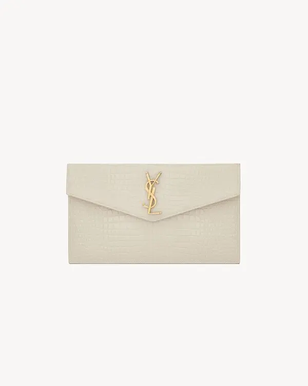 Saint Laurent Uptown Crocodile-embossed Leather Pouch