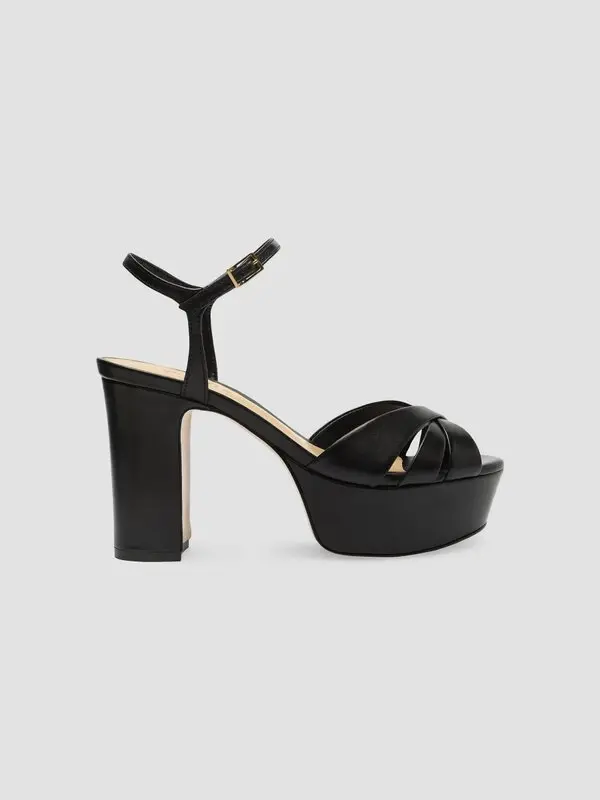 Schutz Keefa 100mm Leather Platform Sandals - Black