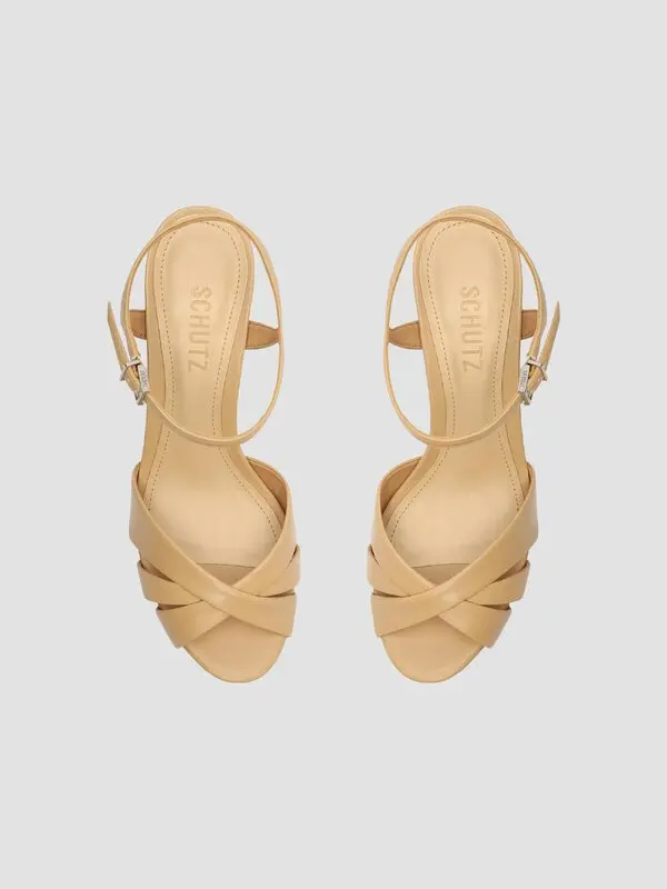 Schutz Keefa 100mm Leather Platform Sandals - Neutral