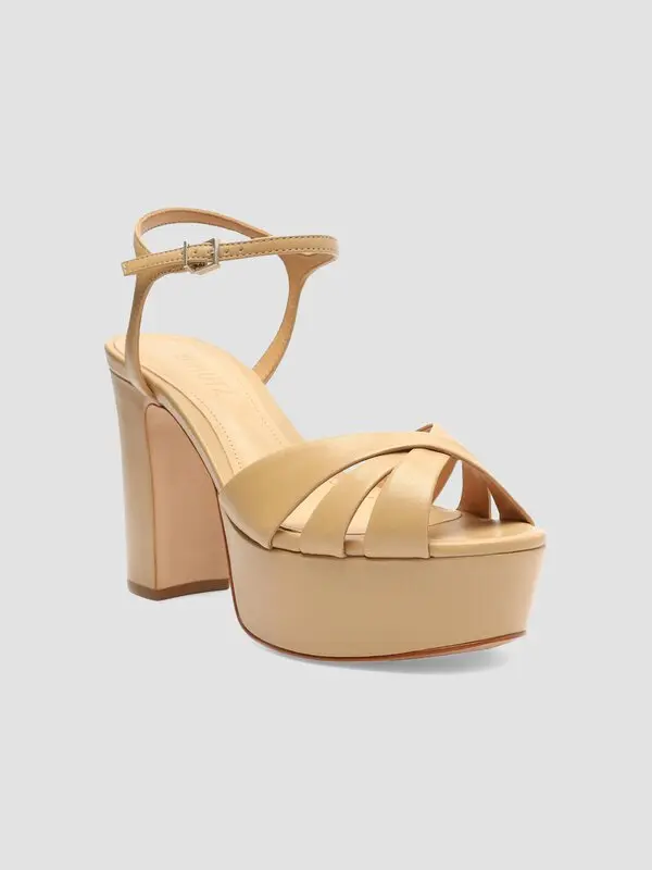 Schutz Keefa 100mm Leather Platform Sandals - Neutral