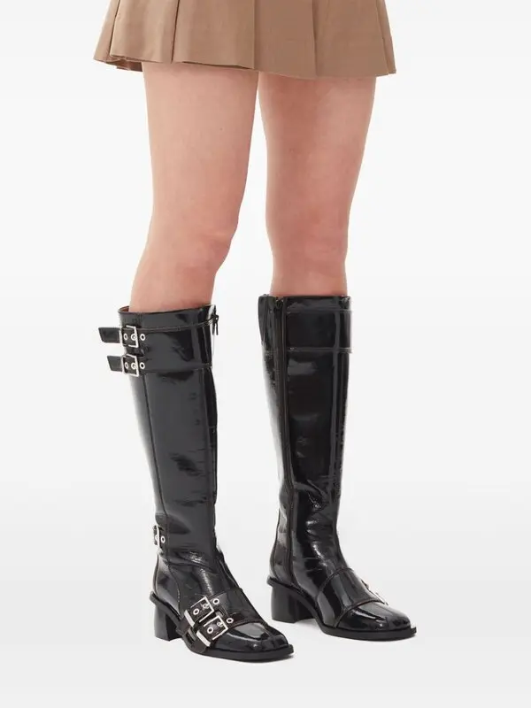 GANNI Double-buckle Knee-high Boots