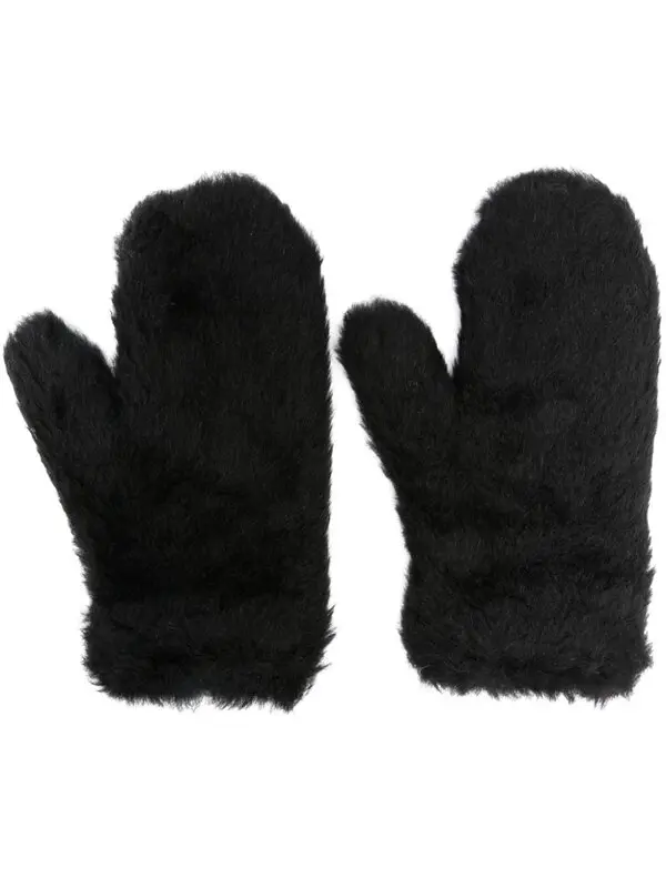 Max Mara Teddy-effect Gloves - Black