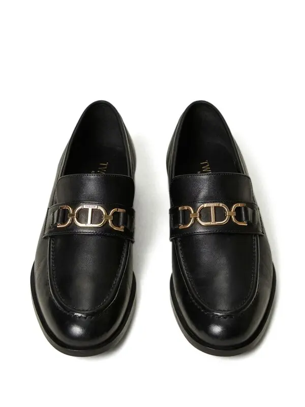 TWINSET Oval T Leather Loafers
