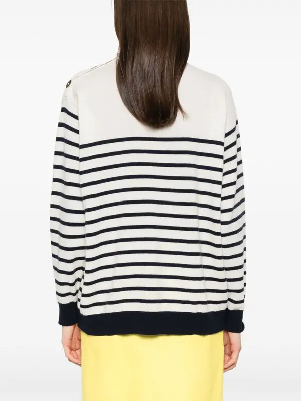Blumarine Logo Intarsia Knit Sweater - Neutrals