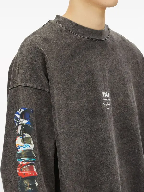 MSGM Printed Long-sleeve T-shirt