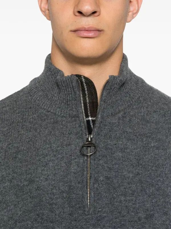 Barbour Wool Quarter Zip Sweater - Grey