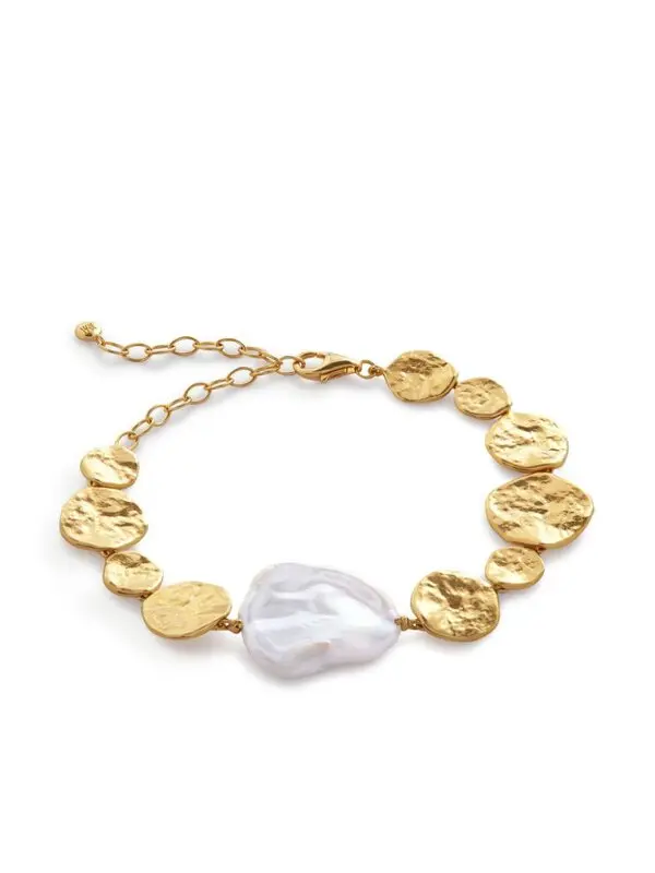 Monica Vinader Capri Keshi Pearl Disc Bracelet - Gold