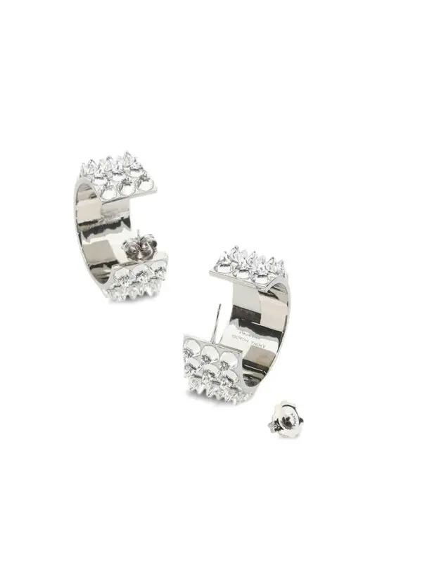 Amina Muaddi Karma Hoop Earrings - Silver