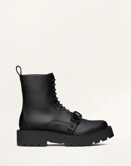 Valentino Garavani Vlogo Signature Calfskin Combat Boot 45mm