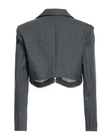 Sandro Single-breasted Cropped Blazer With Crystal Embellishments - Grey