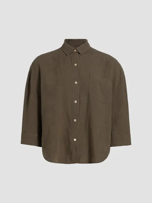 Jenni Kayne Logan Linen Button-front Shirt - Dark Moss