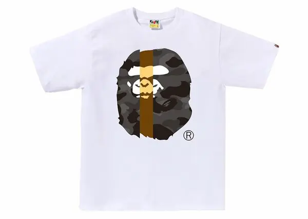 A BATHING APE Camo Transform Big Ape Head Tee Shirt - White/black