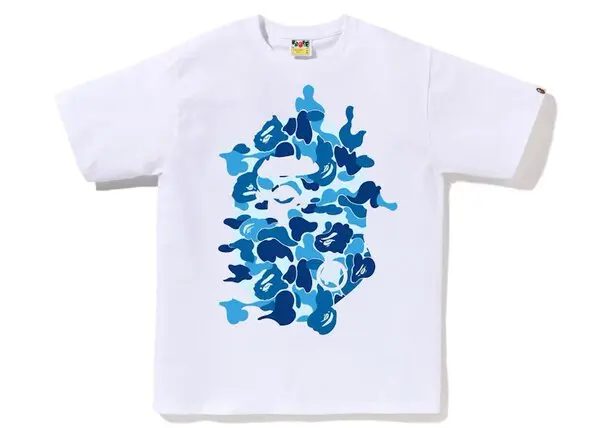 A BATHING APE Abc Camo Rebuild Big Ape Head Tee Shirt - White/blue