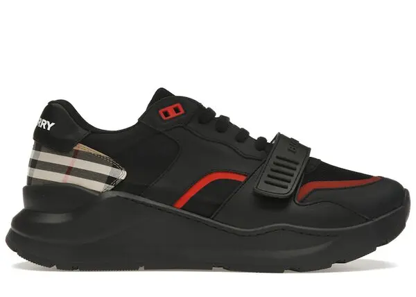 Burberry Check Suede Leather Sneakers - Black