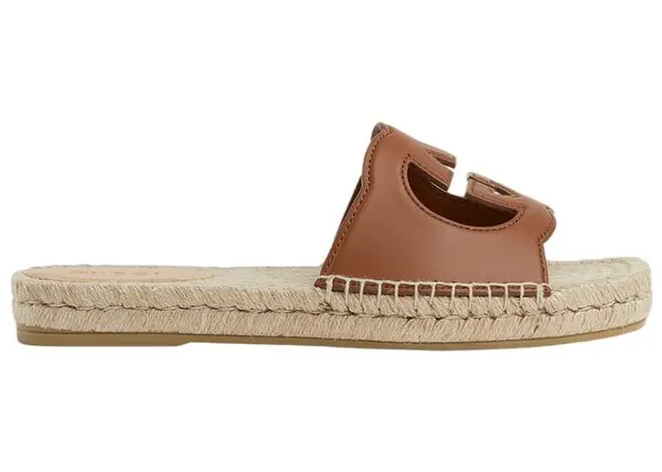 Gucci Interlocking G Cut Slide Sandal - Brown