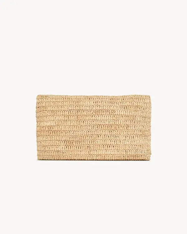Saint Laurent Cassandre Raffia Envelope Pouch