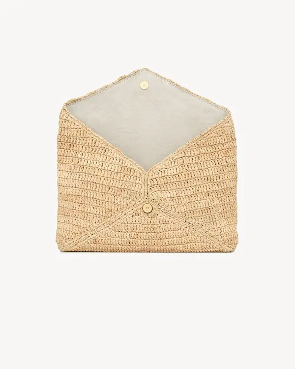 Saint Laurent Cassandre Raffia Envelope Pouch