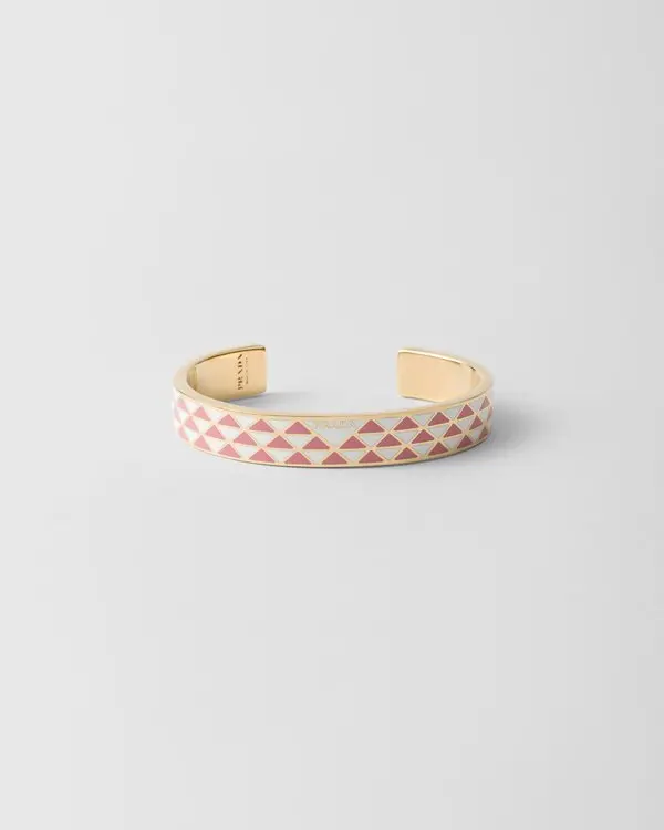 Prada Enameled Metal Bracelet - White/petalwood