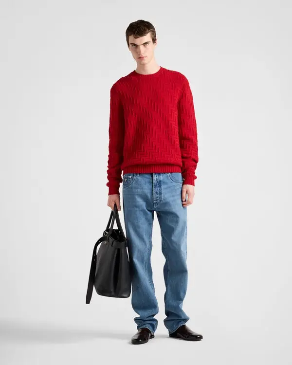 Prada Wool And Cashmere Crew-Neck Sweater - Red | Editorialist