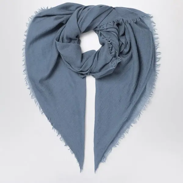 Destin Oxford Wool Silk Blend Scarf - Blue