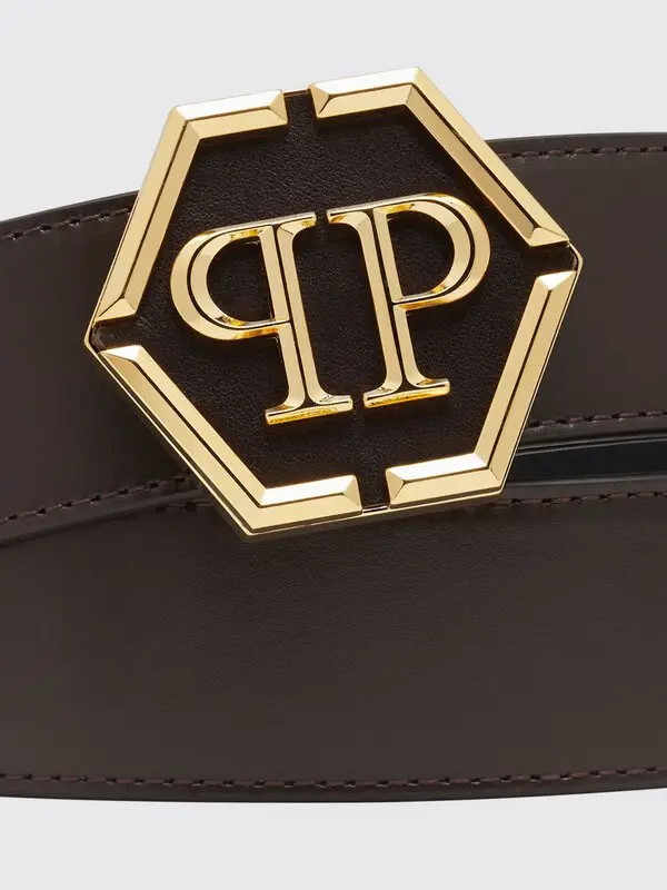 Philipp Plein Leather Belt With Monogram Buckle