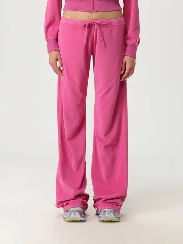 Balenciaga Velour Wide-leg Pants - Pink